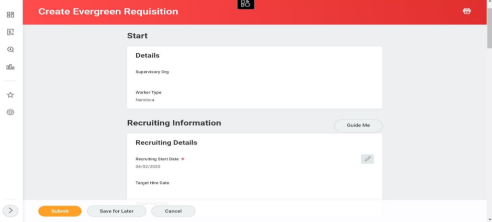 Evergreen requisition – Nando's UK & IRE