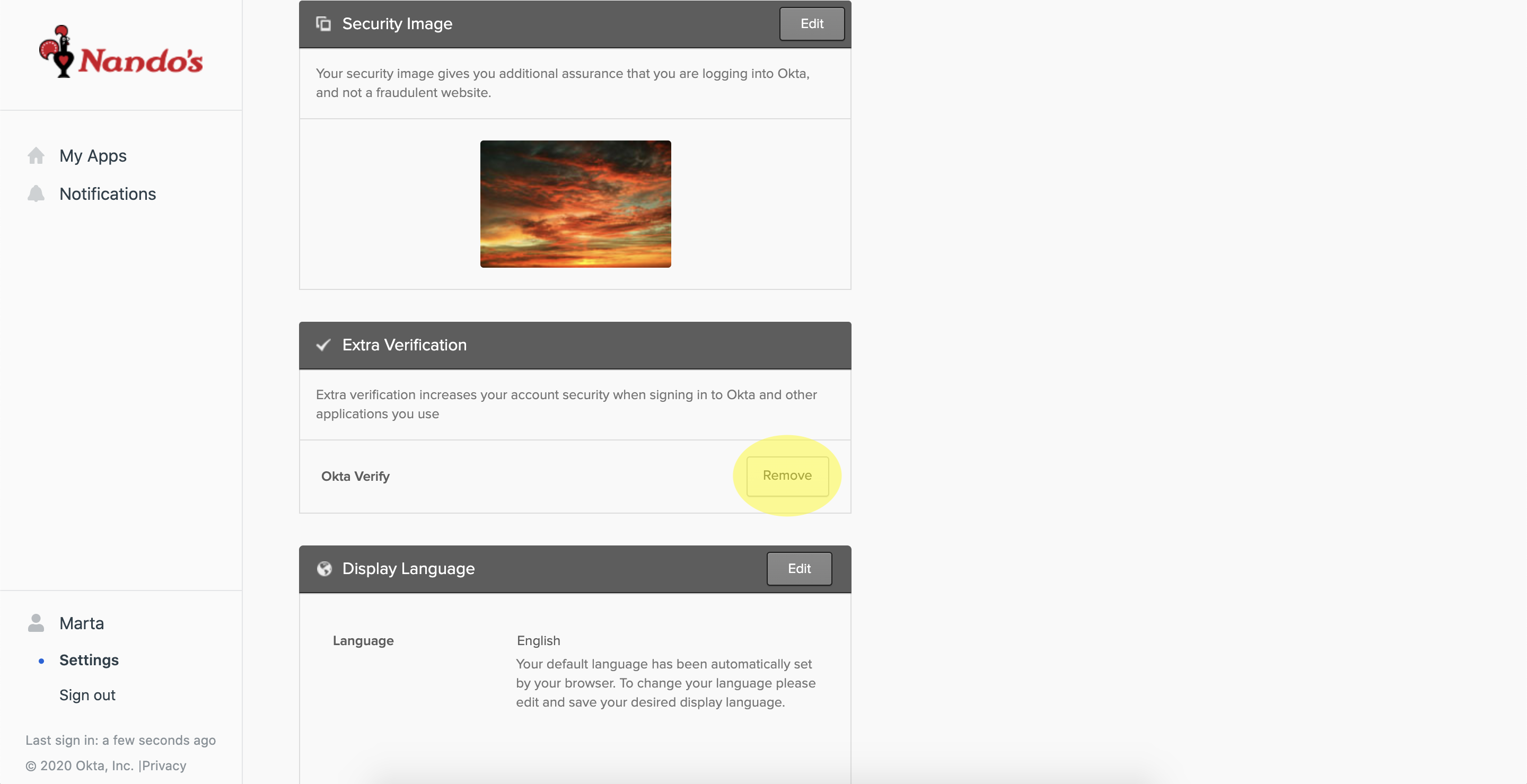 I've changed phones and I need to setup my okta AKA nandoca ID login ...